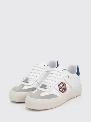 Philipp Plein Retro Hustle Monogram Leather Low-top Trainers With Platform Sole - White