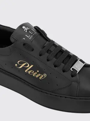 Philipp Plein Leather Low-top Trainers With Chunky Sole And Laminated Logo - Black 1
