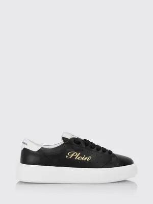 Philipp Plein Leather Low-top Trainers With Chunky Sole And Laminated Logo - Black