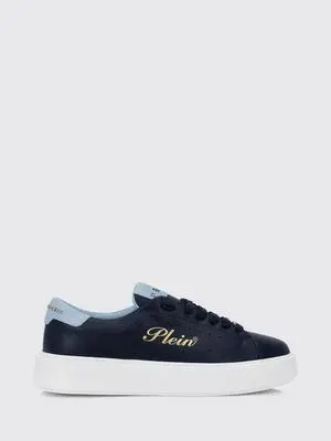 Philipp Plein Leather Low-top Trainers With Chunky Sole And Laminated Logo - Blue