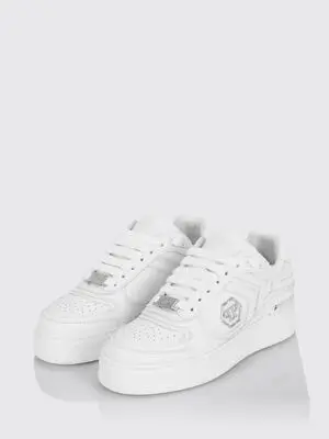 Philipp Plein Pit-$top Monogram Leather Low-top Trainers - White