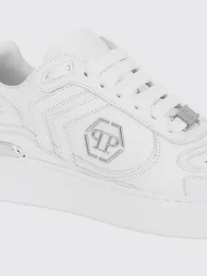 Philipp Plein Pit-$top Monogram Leather Low-top Trainers - White