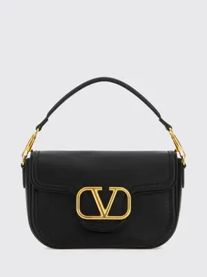Valentino Garavani Alltime Small Hammered Leather Handbag With Vlogo - Black