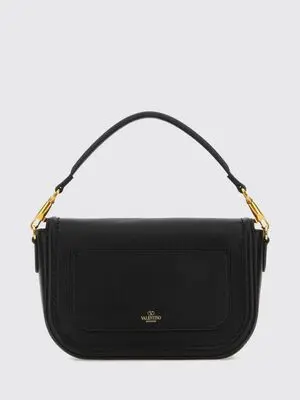 Valentino Garavani Alltime Small Hammered Leather Handbag With Vlogo - Black