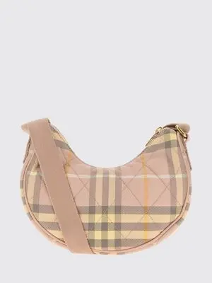 Burberry Horseshoe Crossbody Bag In Quilted Twill With Vintage Check Pattern - Pink