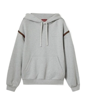 Gucci Stripe Detailed Drawstring Hoodie - Hemp Gray