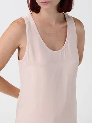 Max Mara Sleeveless U-neck Slim Fit Crêpe De Chine Top - Beige