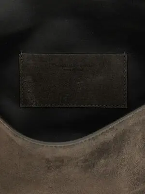 Brunello Cucinelli Suede Calfskin Clutch With Monili Embellishment - Black