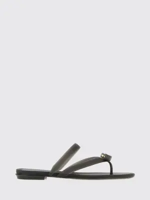 FERRAGAMO Rubber Thong Sandals With Low Heel And Decorative Bow
