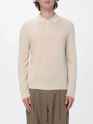 Paul Smith Long-sleeved Slim Fit Merino Wool Knit Polo Shirt - Beige
