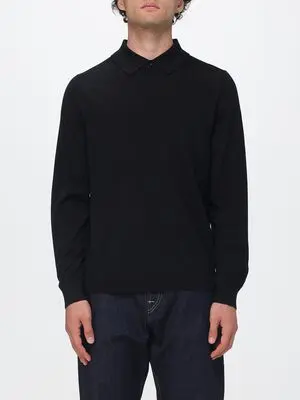Paul Smith Long-sleeved Slim Fit Merino Wool Knit Polo Shirt - Black