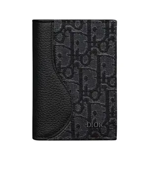 Dior Saddle Vertical Bifold Card Holder - Black