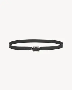 Saint Laurent Oval Buckle Smooth Leather Belt - Black