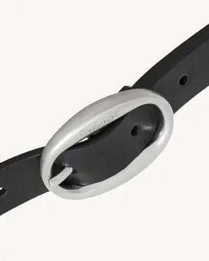 Saint Laurent Oval Buckle Smooth Leather Belt - Black