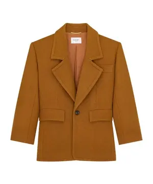 Saint Laurent Single-breasted Long-sleeved Jacket - Camel