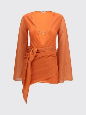 Oseree Lumiere Asymmetrical V-neck Wrap Mini Dress In Lurex Jersey