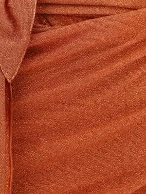 Oseree Lumiere Asymmetrical V-neck Wrap Mini Dress In Lurex Jersey