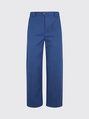 Chloé High-waisted Wide-leg Cotton Trousers With Slant Pockets - Blue