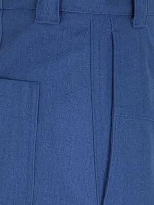 Chloé High-waisted Wide-leg Cotton Trousers With Slant Pockets - Blue