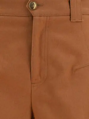 Chloé High-waisted Wide-leg Cotton Trousers With Slant Pockets
