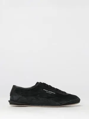 Dolce & Gabbana Dolce & Gabbana Lipari Suede Calfskin Sneakers With Printed Logo Black