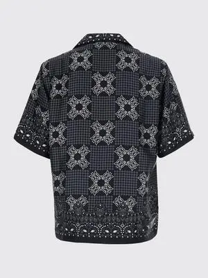 Amiri Short-sleeve Silk Shirt With Paisley Print And Cuban Collar - Black