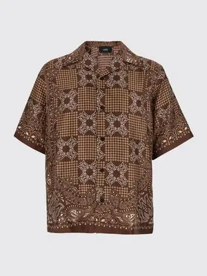 Amiri Short-sleeve Silk Shirt With Paisley Print And Cuban Collar