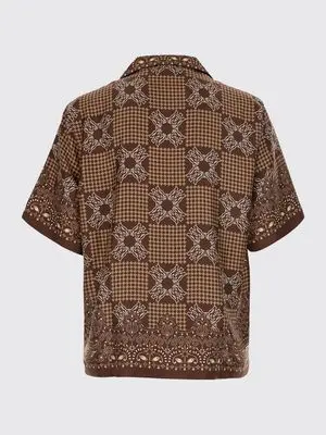 Amiri Short-sleeve Silk Shirt With Paisley Print And Cuban Collar