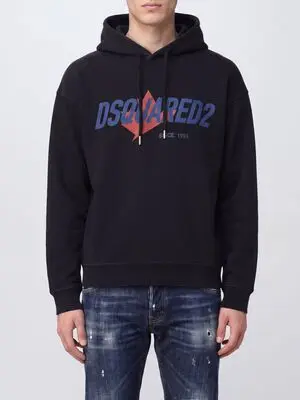 Dsquared2 Cotton Hoodie With Printed Logo And Dropped Shoulders