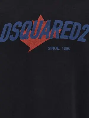 Dsquared2 Cotton Hoodie With Printed Logo And Dropped Shoulders