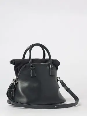 MAISON MARGIELA 5ac Calfskin And Suede Handbag With Charm - Black
