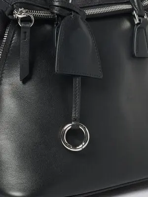 MAISON MARGIELA 5ac Calfskin And Suede Handbag With Charm - Black
