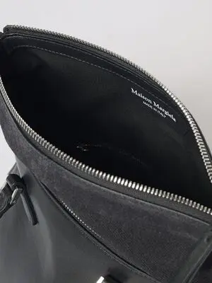 MAISON MARGIELA 5ac Calfskin And Suede Handbag With Charm - Black