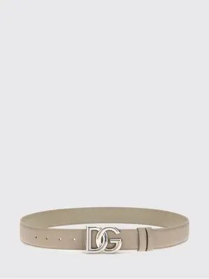 Dolce & Gabbana Reversible Calf Leather Belt With Dg Monogram Buckle - Grey