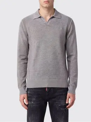 DIESEL® Long-sleeved V-neck Knit Polo Shirt In Cotton With Oval D Logo - Beige