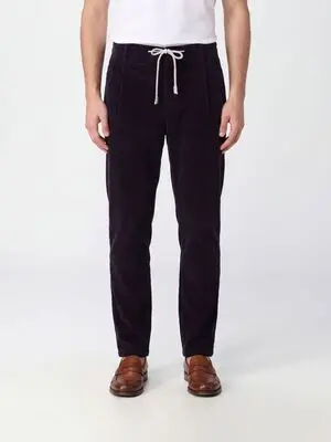 Eleventy Slim Fit Corduroy Trousers With Drawstring Waist And Pleats - Red