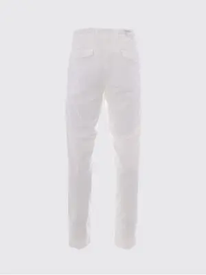 Eleventy Slim Fit Corduroy Trousers With Drawstring Waist And Pleats - White
