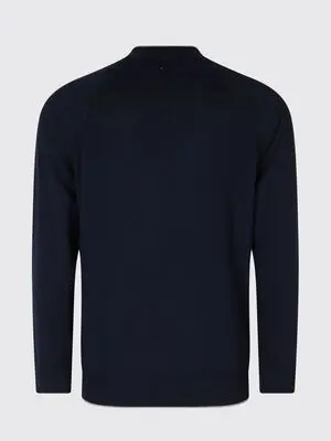 Eleventy Pure Wool Long-sleeved Crewneck Jumper With Ribbed Trims - Blue