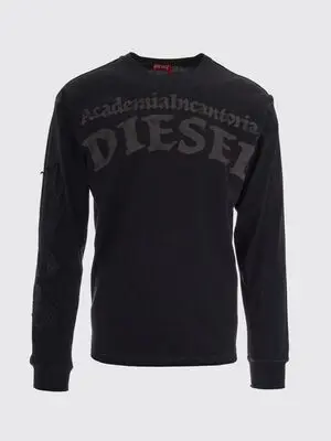 DIESEL® Crewneck Long-sleeved T-shirt In Cotton With Graffiti Logo Print - Black