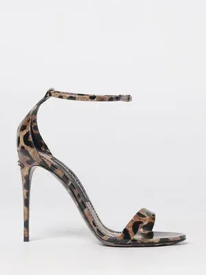 Dolce & Gabbana Keira Animalier-print Patent Leather High-heeled Sandals - Savannah