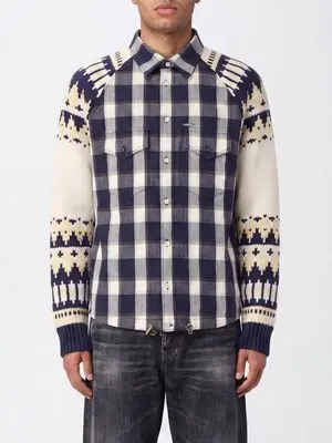 Dsquared2 Regular Fit Check Cotton Flannel Shirt With Flap Pockets