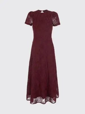 ROTATE BY BIRGER CHRISTENSEN A-line Mesh Midi Dress With Full Skirt And Short Sleeves