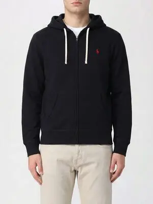 Polo Ralph Lauren Cotton Blend Zip-up Hoodie With Embroidered Pony Logo Black