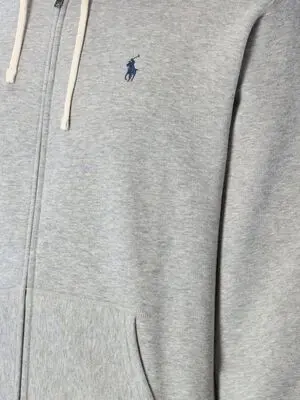 Polo Ralph Lauren Cotton Blend Zip-up Hoodie With Embroidered Pony Logo - Grey