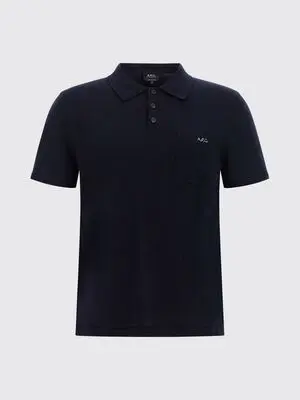 A.p.c. Pure Virgin Wool Short-sleeved Polo Shirt With Patch Pocket - Blue