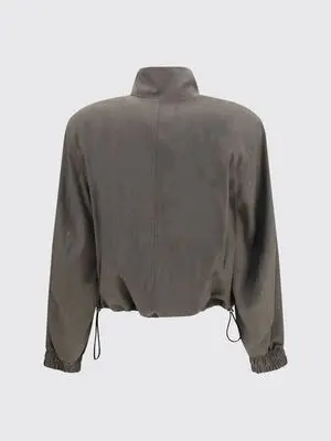 Attico Cropped Wool Blend Bomber Jacket With High Neck And Padded Shoulders