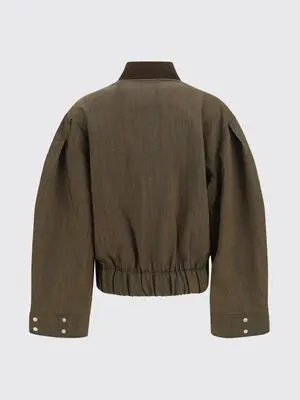 GANNI Relaxed Fit Merino Wool Cropped Bomber Jacket