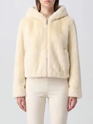 Pinko Pinko Short Faux Fur Hooded Jacket With Dropped Shoulders Yellow