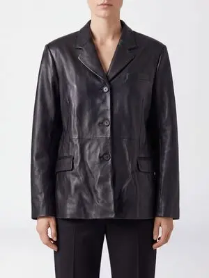 Magda Butrym Single-breasted Sheepskin Leather Blazer With Flap Pockets