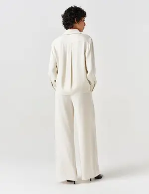 GHOST LONDON Esther Collared Satin Shirt - Ivory